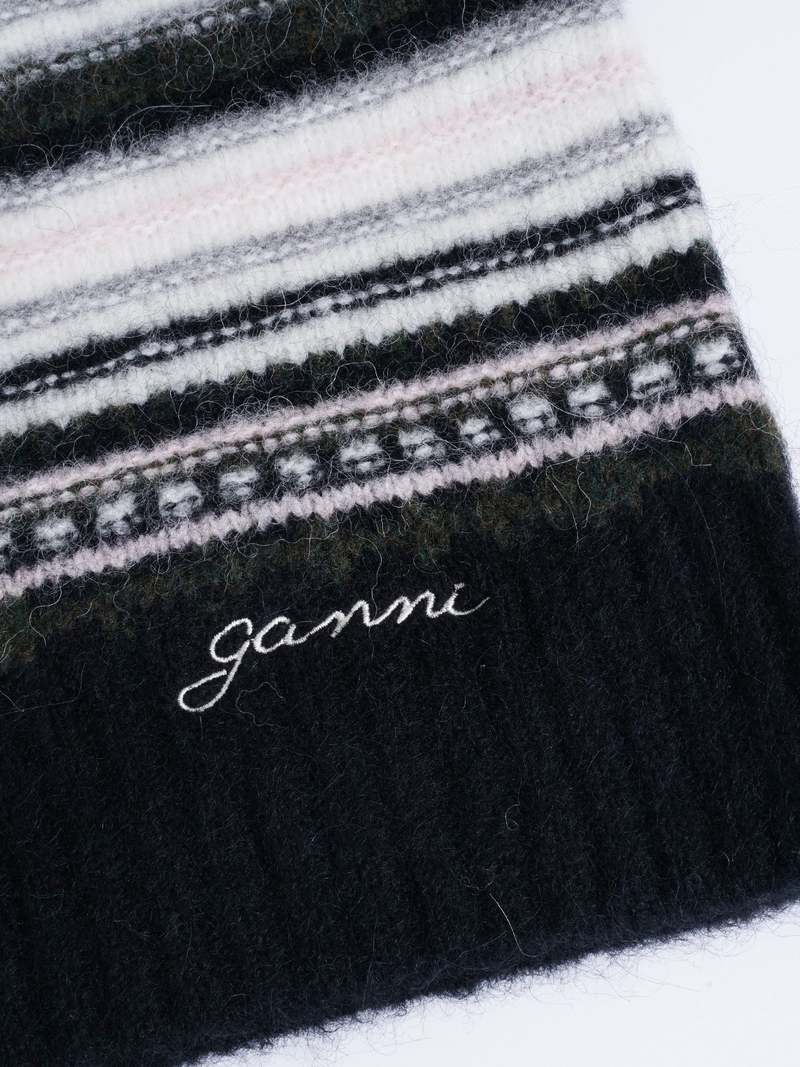 Ganni Soft Wool Stripe Vest - Black | Garmentory