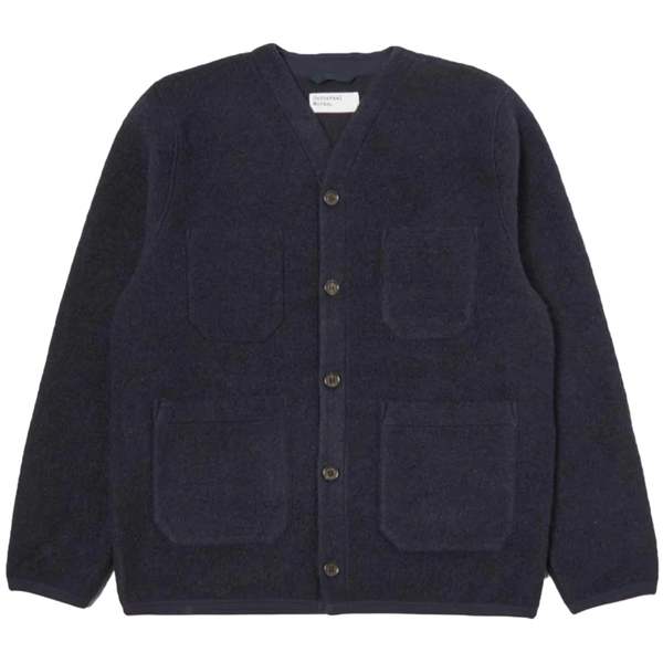 Universal Works Wool Fleece Cardigan - Navy | Garmentory