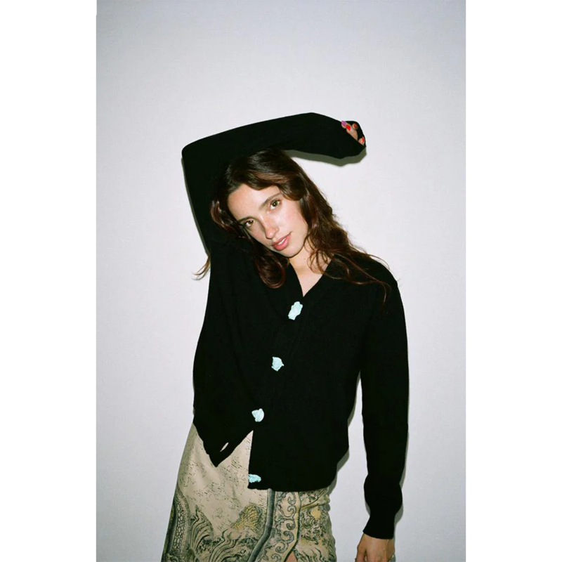 HADES Greek Mythology Carrington Cardigan - Black/Turqoise | Garmentory