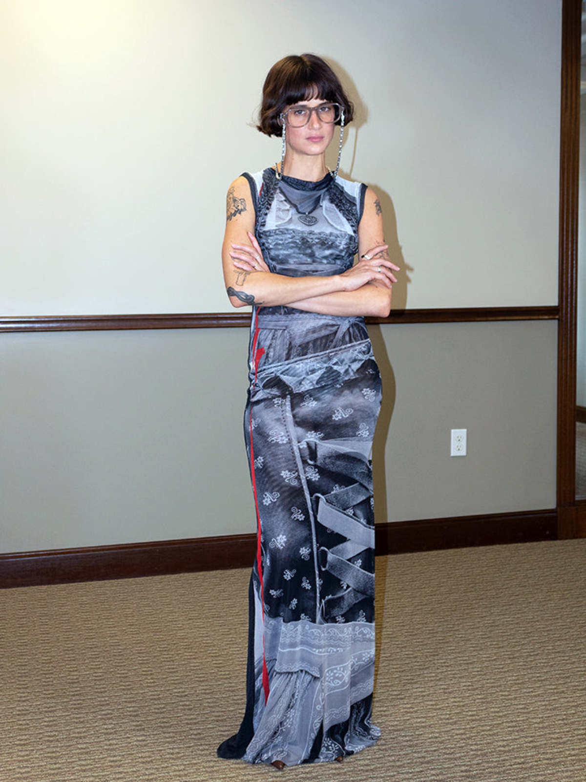 Ottolinger Mesh Maxi Dress - Dirndl Print | Garmentory