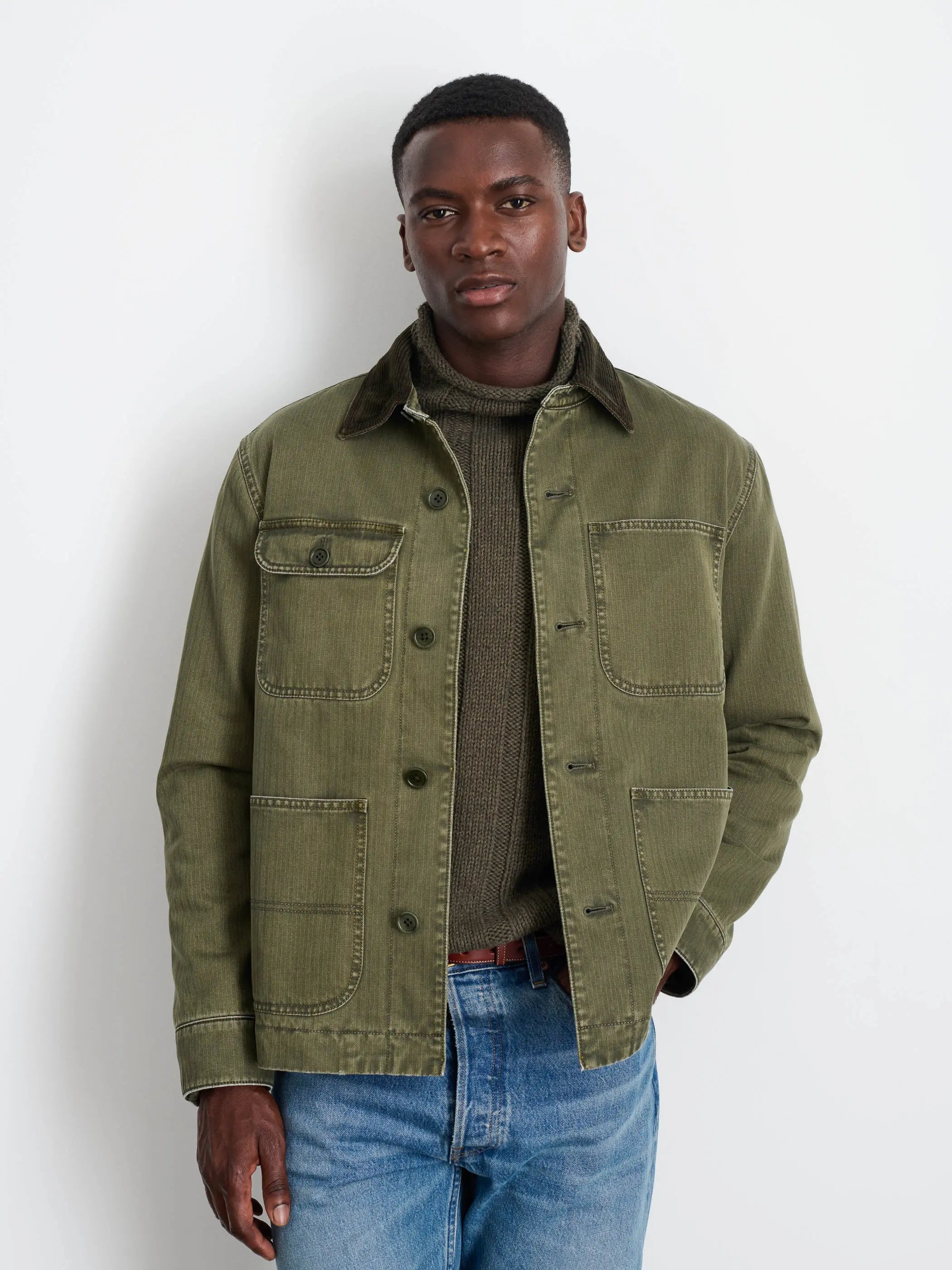 Alex Mill Cotton Herringbone Work Jacket - Field Olive | Garmentory