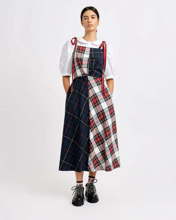 Eliza Faulkner Half Half Dress - Plaid Combo | Garmentory