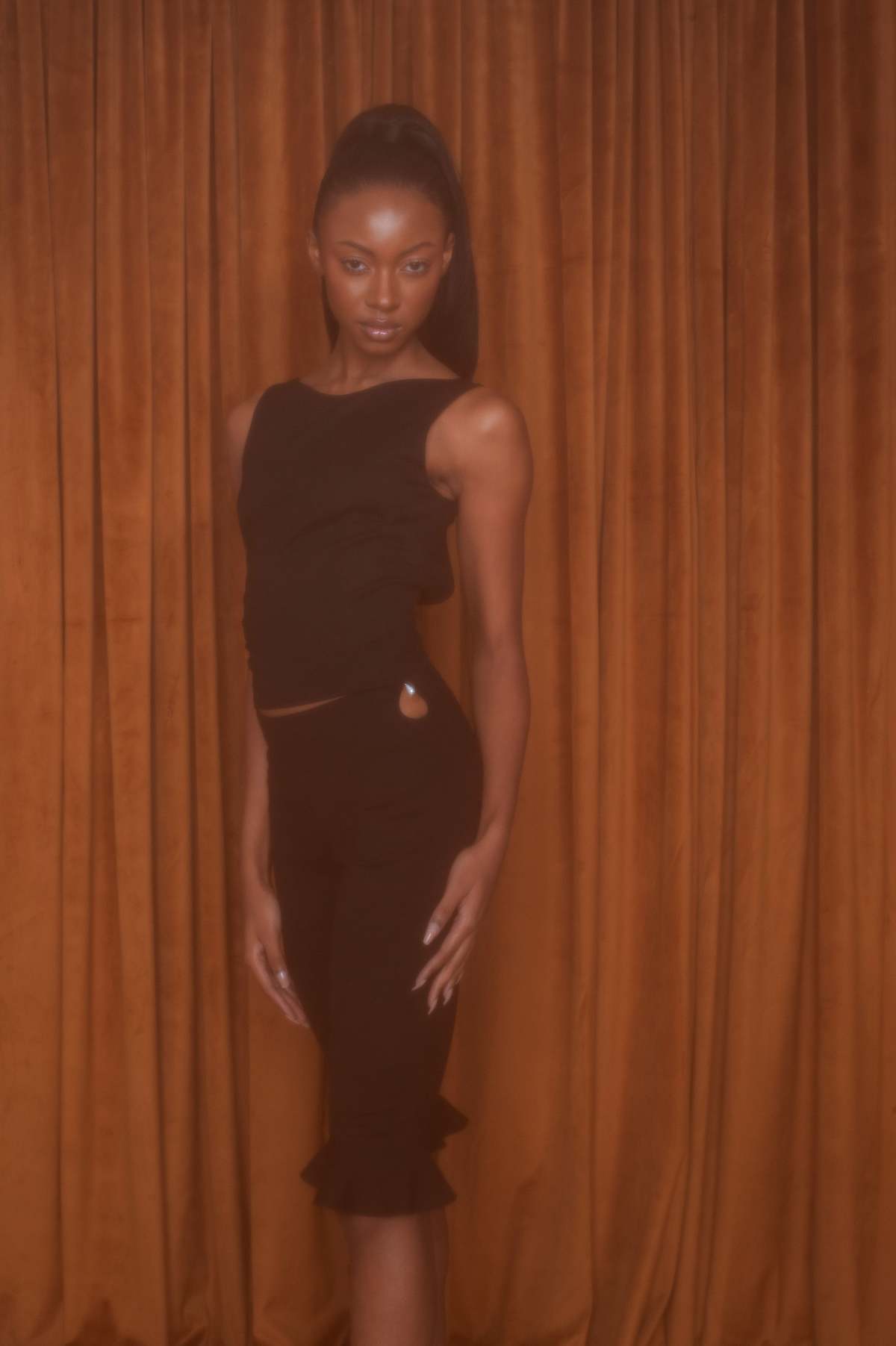 Danielle Laraque Jessica Ruffle Capri - Black | Garmentory