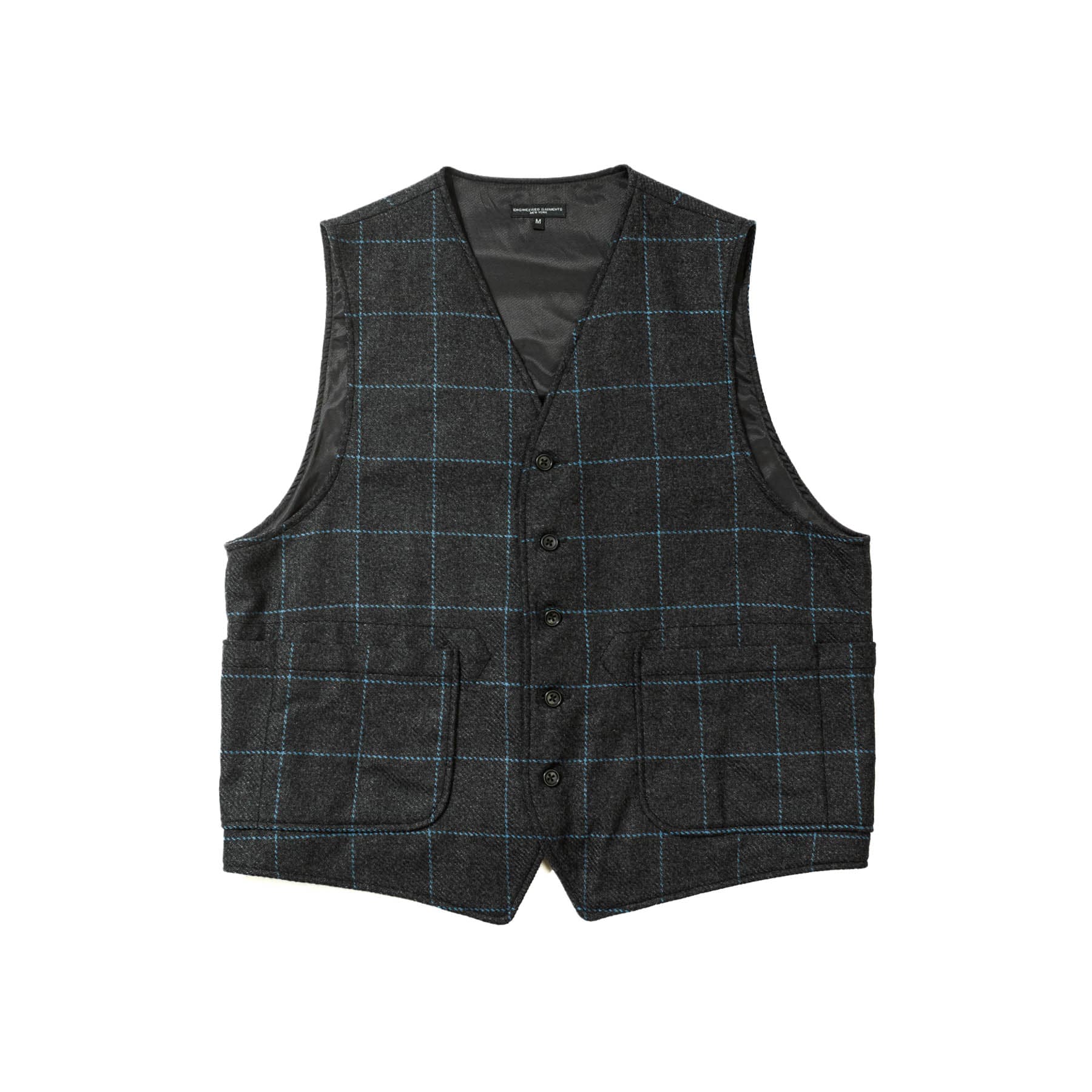 Engineered Garments Wool Poly Windowpane ODD Vest - Charcoal/Light Blue ...