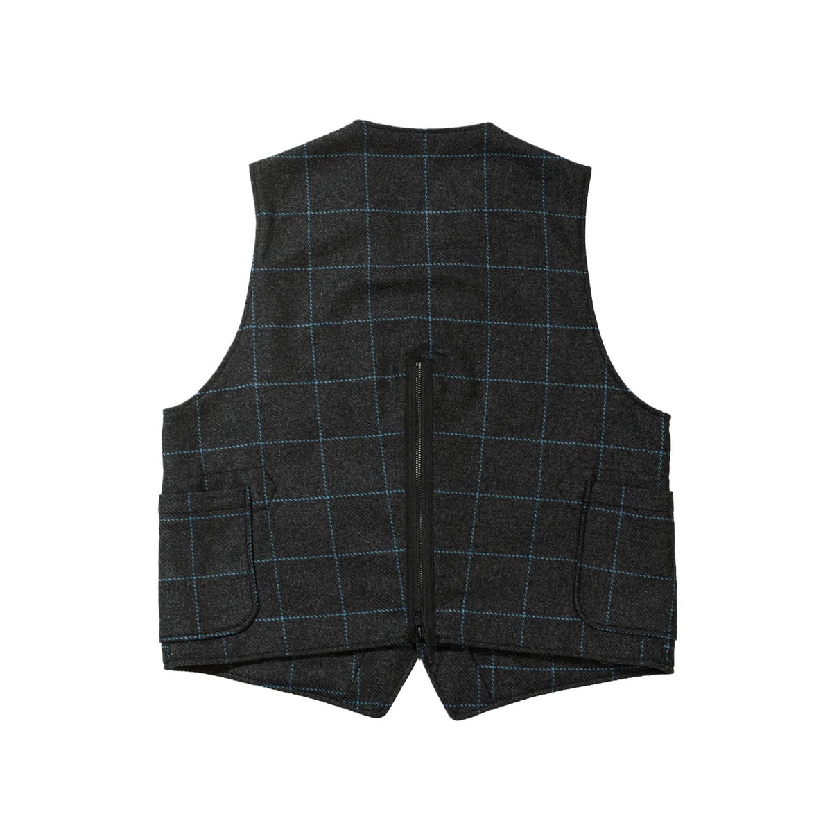 Engineered Garments Wool Poly Windowpane ODD Vest - Charcoal/Light Blue ...
