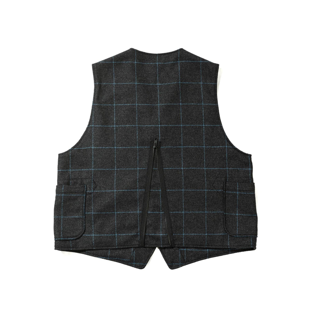 Engineered Garments Wool Poly Windowpane ODD Vest - Charcoal/Light Blue ...