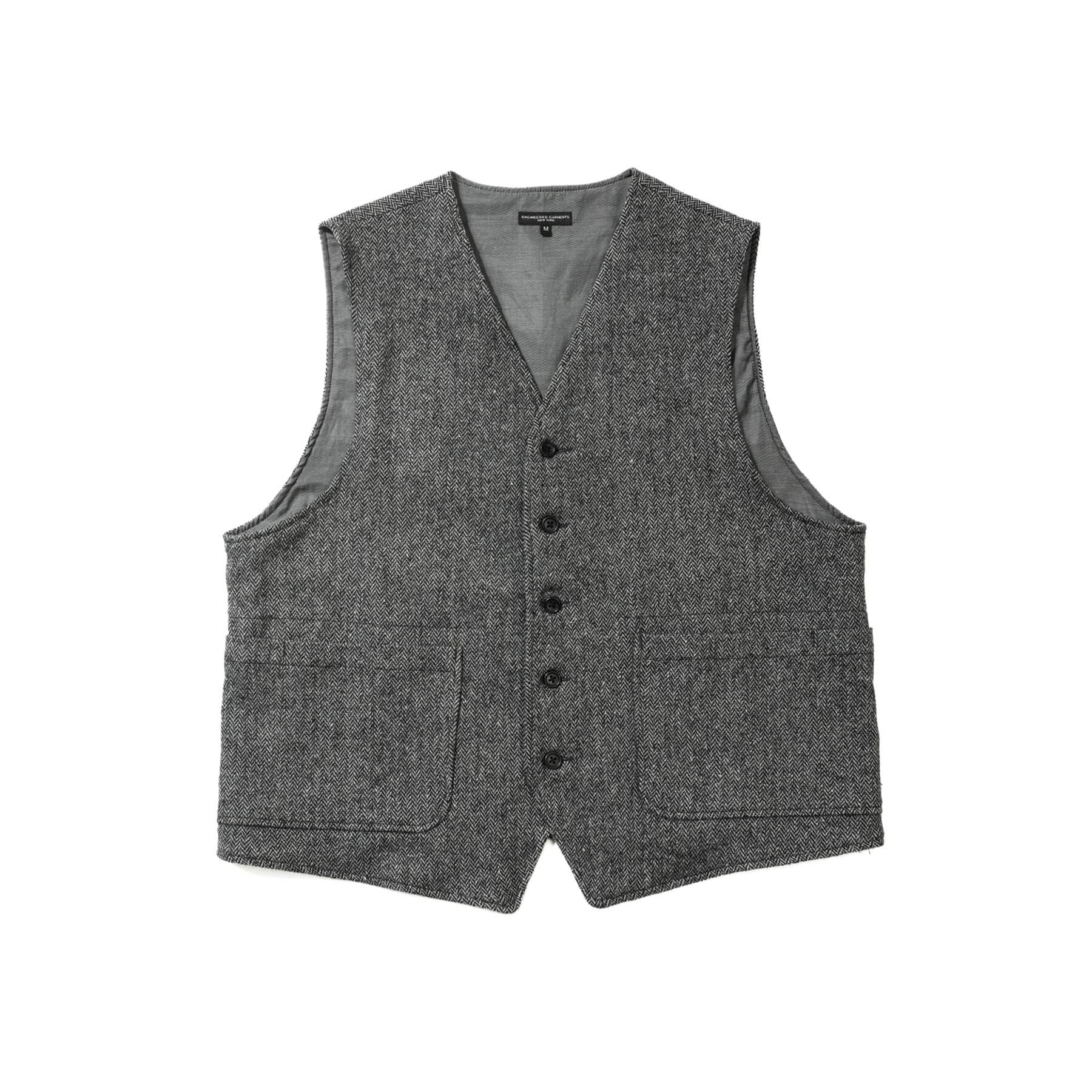 Engineered Garments Poly Wool Herringbone ODD Vest - Grey | Garmentory