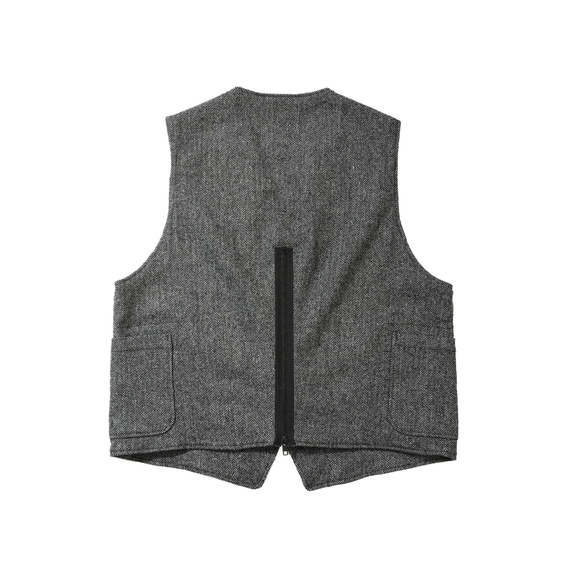 Engineered Garments Poly Wool Herringbone ODD Vest - Grey | Garmentory