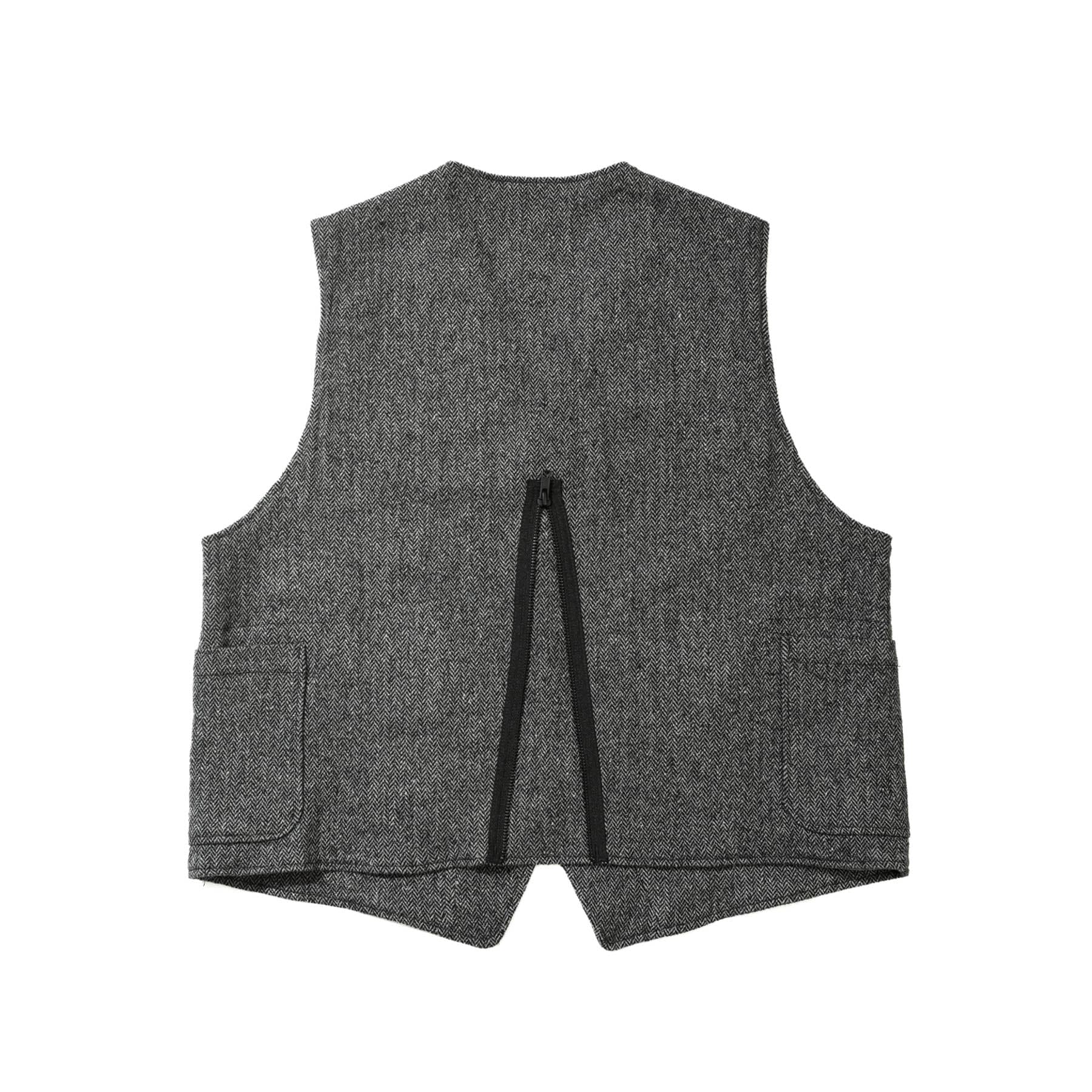Engineered Garments Poly Wool Herringbone ODD Vest - Grey | Garmentory