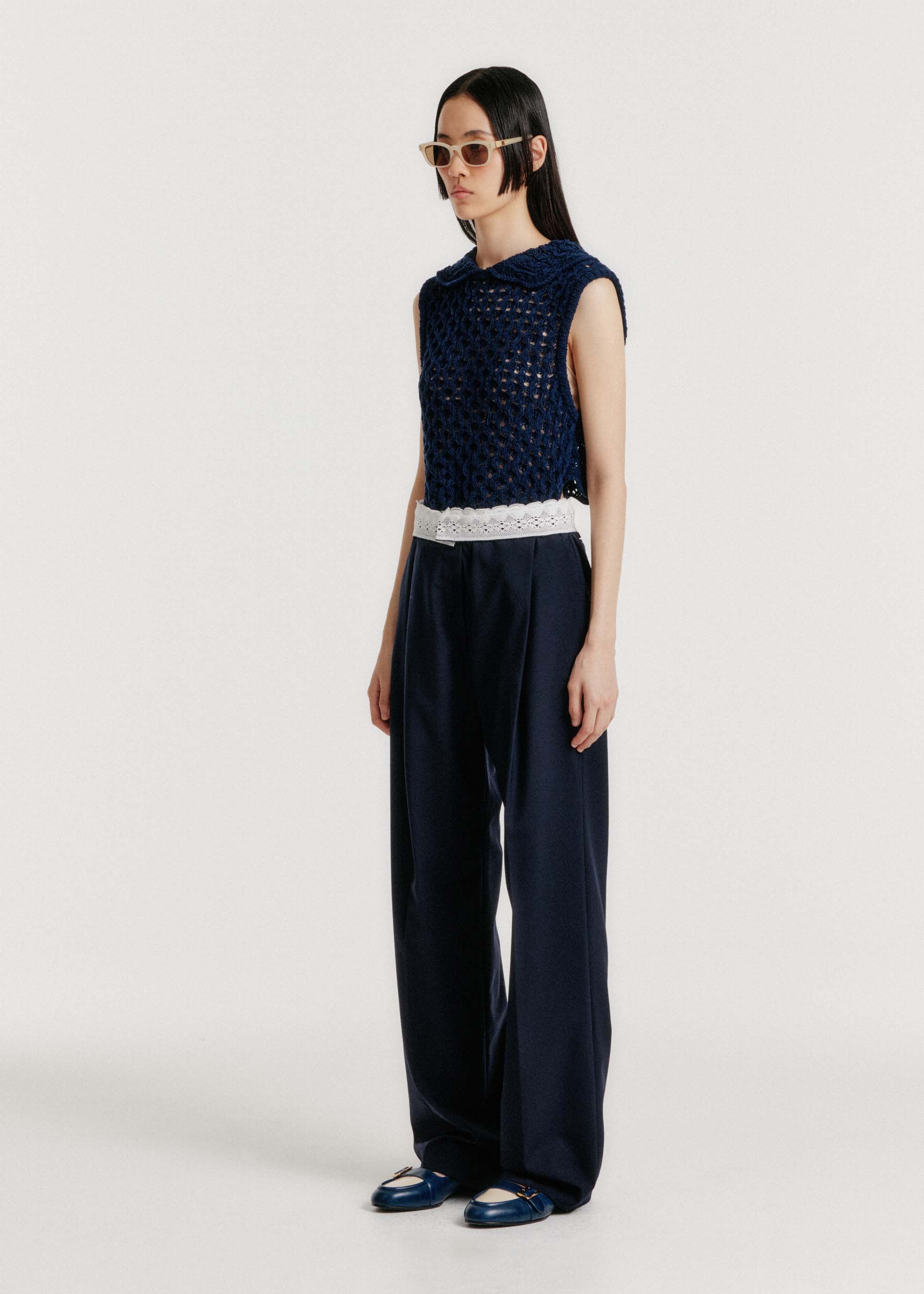 EENK Collared Knit Vest - Navy | Garmentory