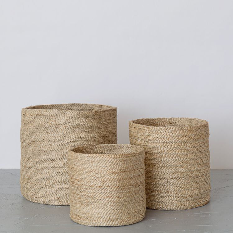 Will & Atlas Tall Round Jute Storage Baskets - Natural | Garmentory
