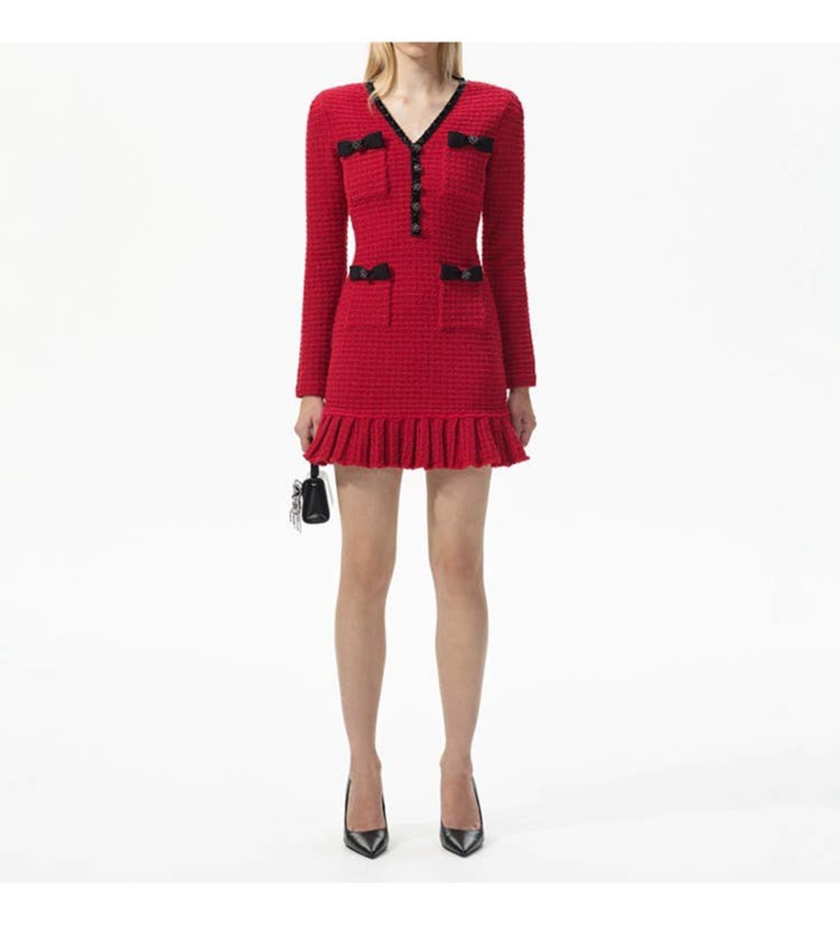 Thames Collection Elegant Bowknot V-Neck Knit Dress | Garmentory