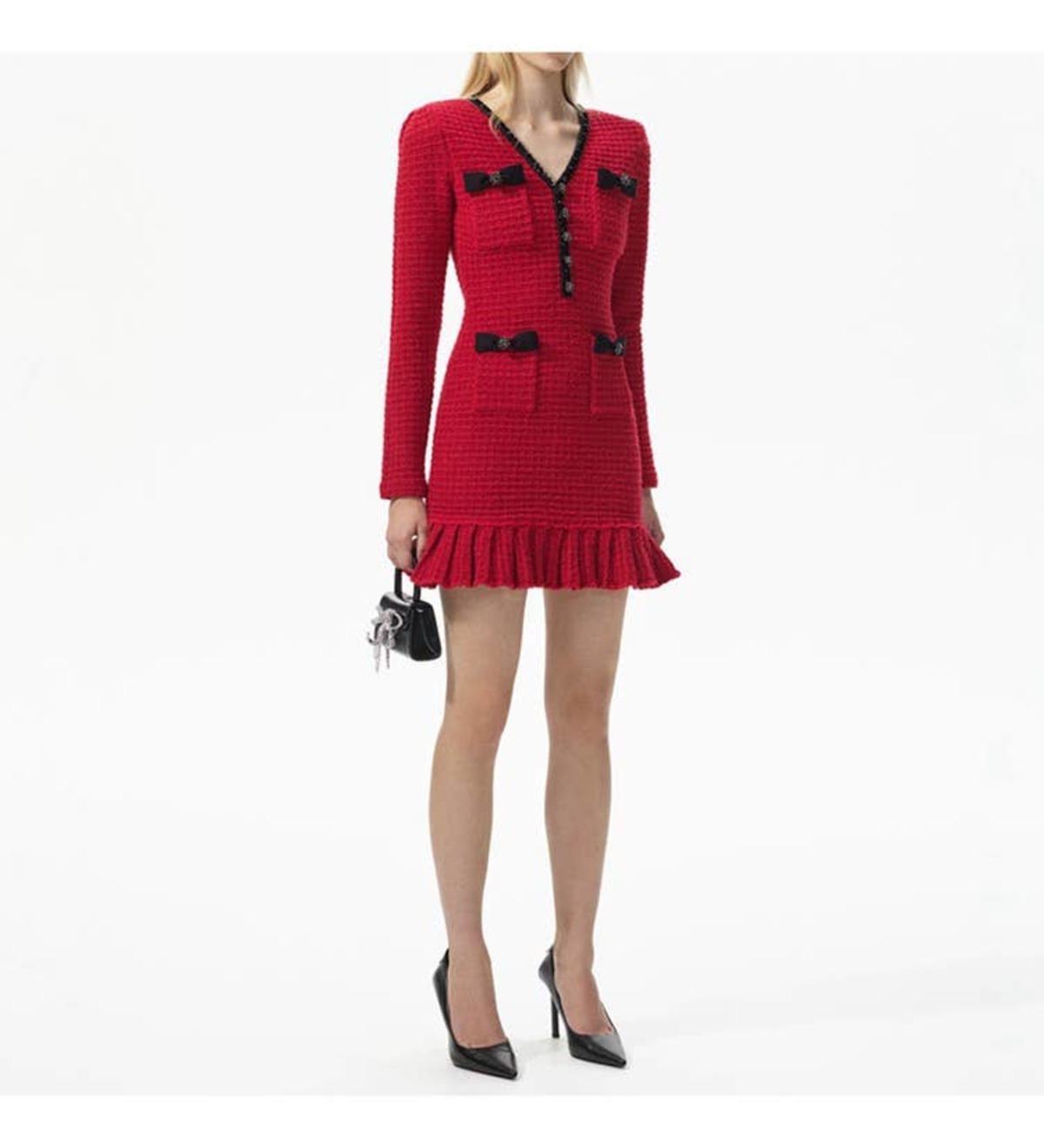 Thames Collection Elegant Bowknot V-Neck Knit Dress | Garmentory