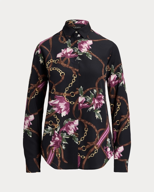 Lauren Ralph Lauren Kristy Long Sleeve Button Front Shirt - Navy Multi ...