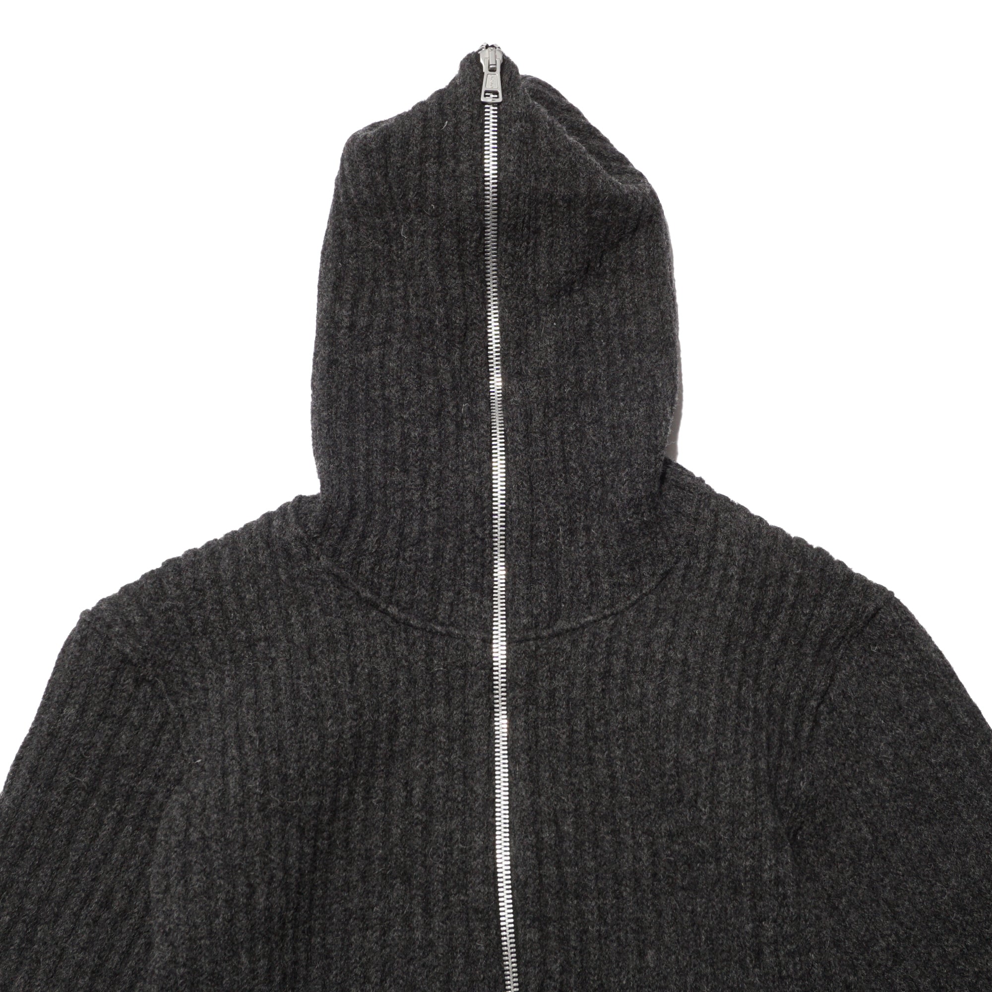 Our Legacy Mega Rib Wool Full Zip Hood - Antracite | Garmentory