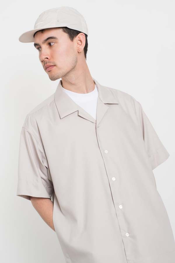 Meanswhile Side Slit Open Collar Shirt - Ecru | Garmentory