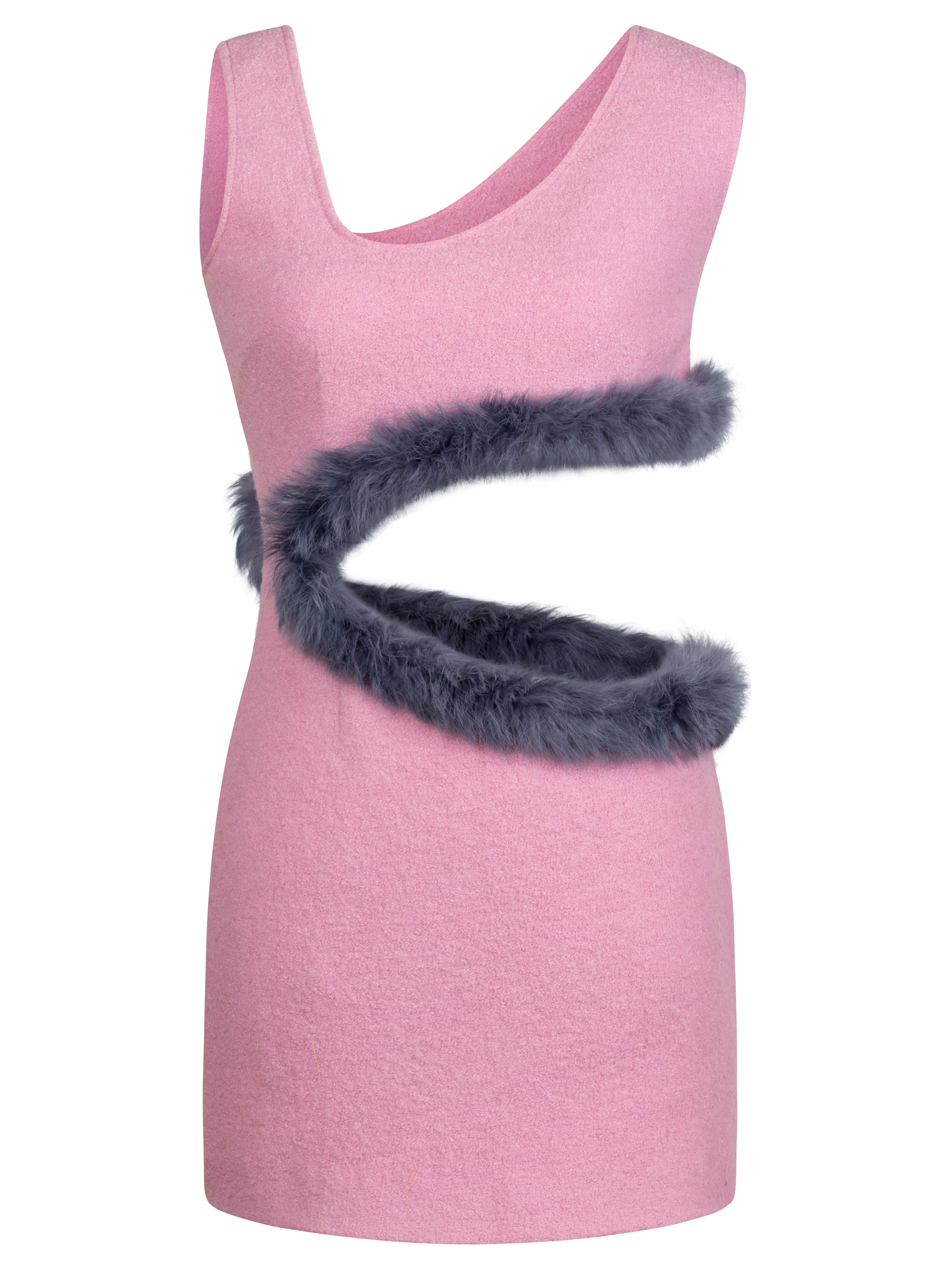 Danielle Laraque Luna Circular Fur Trim Mini Dress | Garmentory