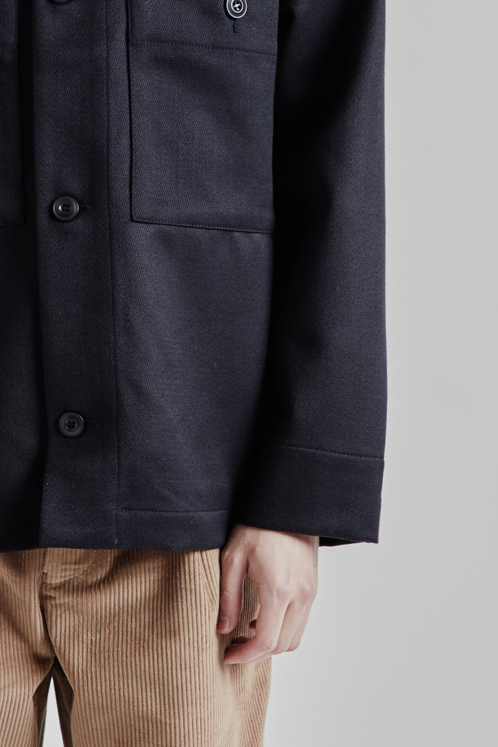 Parages Cargo Wool Overshirt - Dark Navy | Garmentory