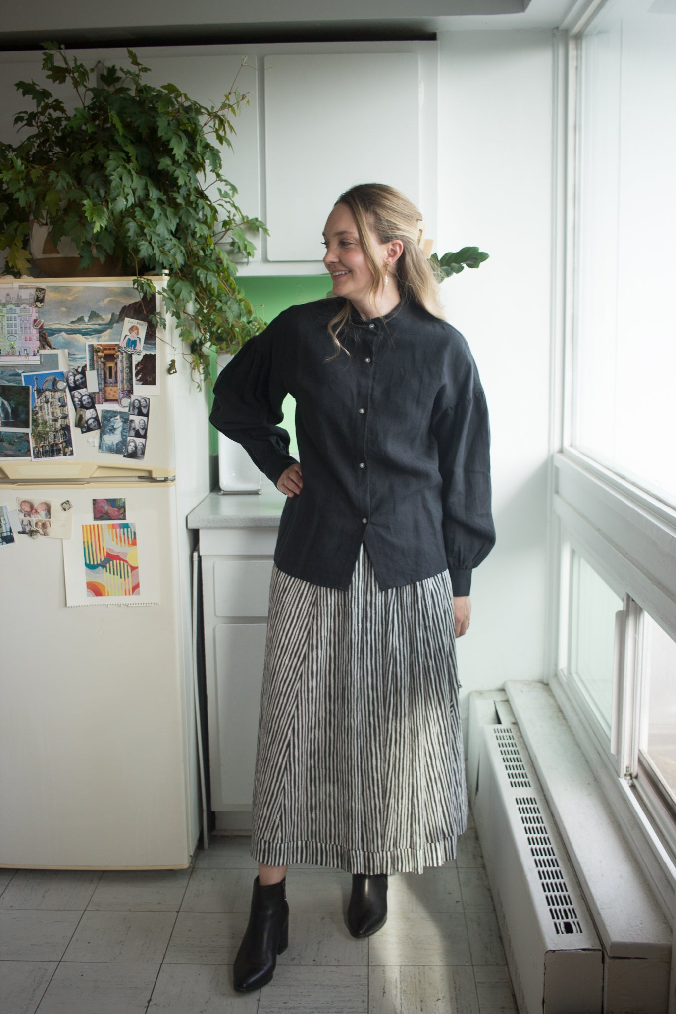 Kate Austin Designs Vivian Skirt - Black/White Wavy Stripe | Garmentory