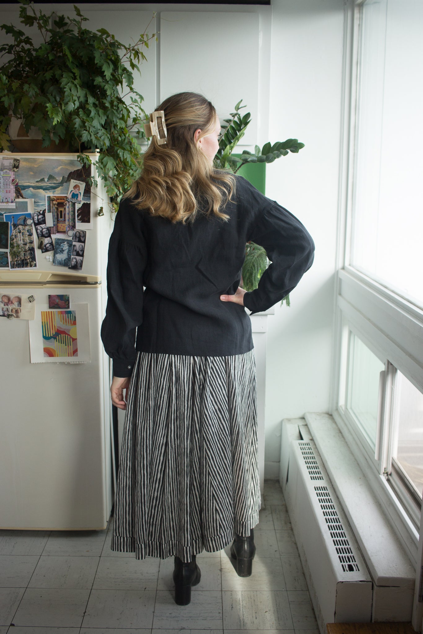 Kate Austin Designs Vivian Skirt - Black/White Wavy Stripe | Garmentory