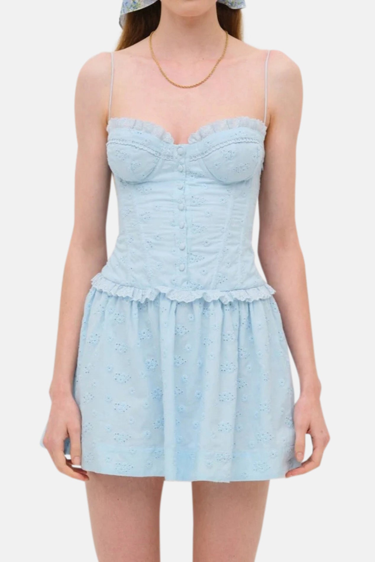 For Love & Lemons Marlowe Mini Dress - Light Blue | Garmentory