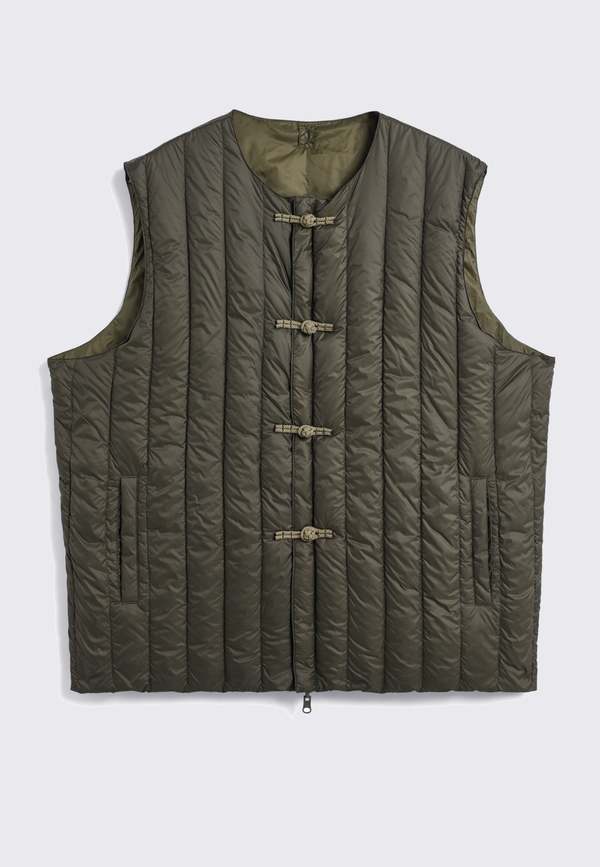 TAION Japan Special Reversible Inner Down Vest - Dark Olive/Olive ...