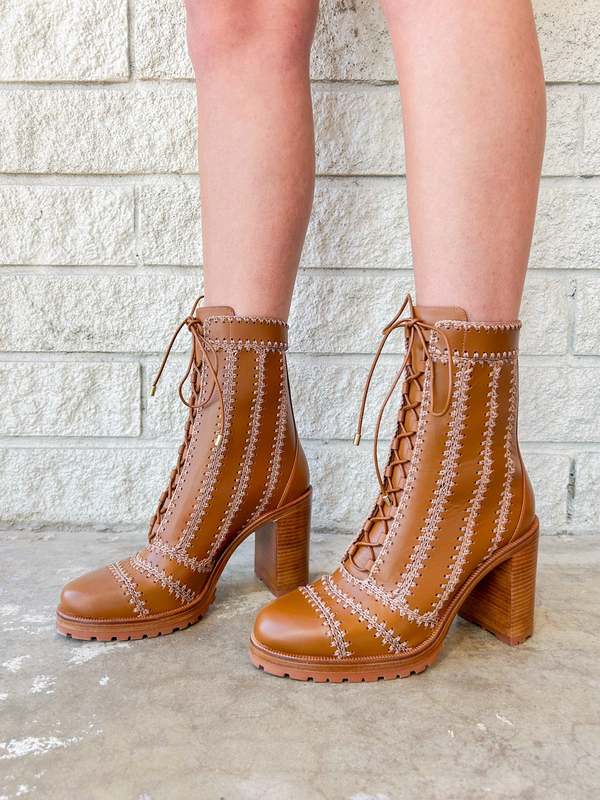 Alexandre Birman Regina Combat Block Boot - TOAST | Garmentory