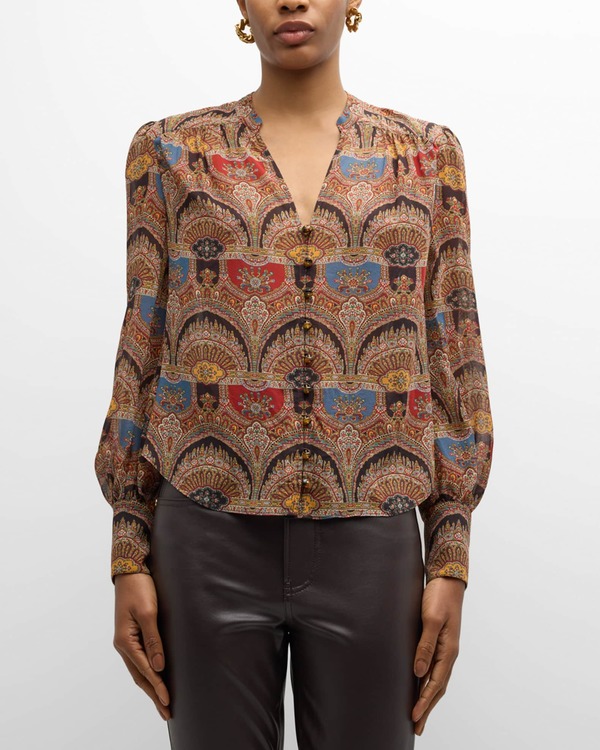 Veronica Beard Esmeralda Top - Dark Chocolate Multi | Garmentory