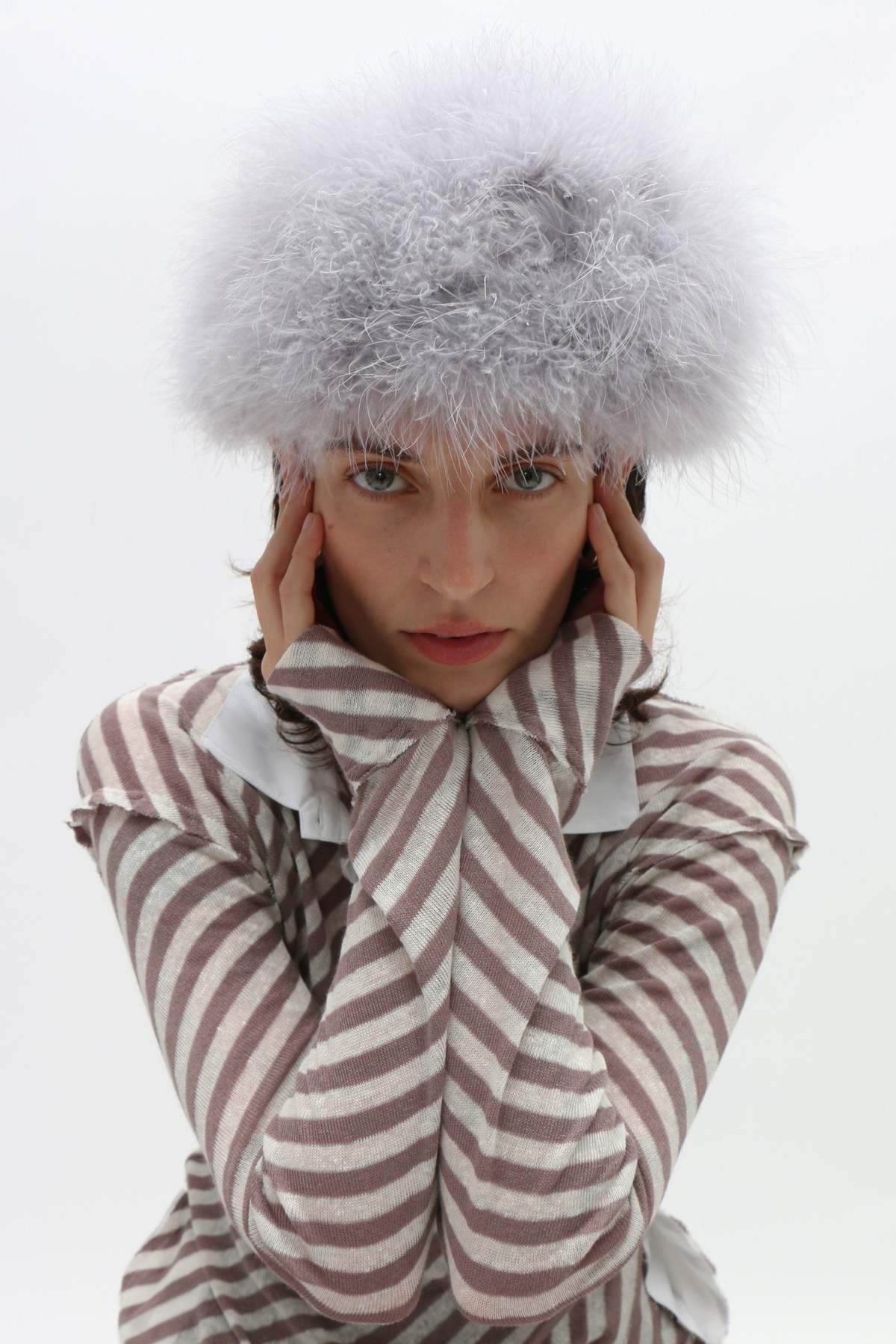 Clyde Overcast Kim Feather Hat - Lilac Grey | Garmentory