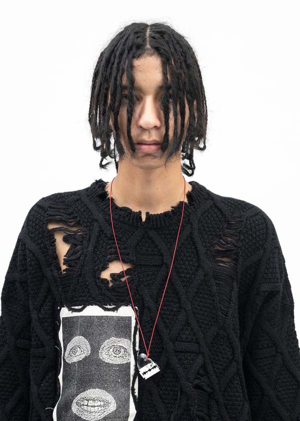 Kidill CRYSTAL SILVER RAZOR HEART NECKLACE - Multi | Garmentory