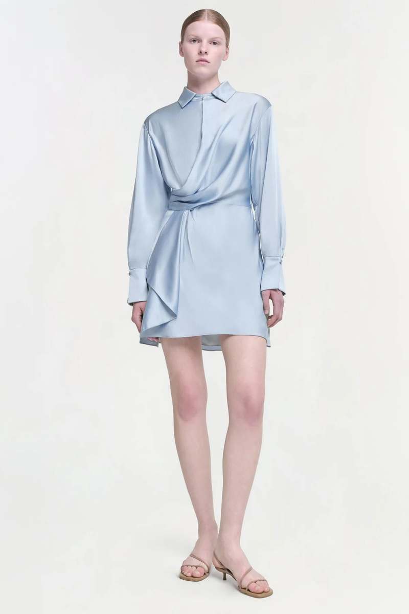 Simkhai Talit Draped Front Mini Dress - Sky | Garmentory