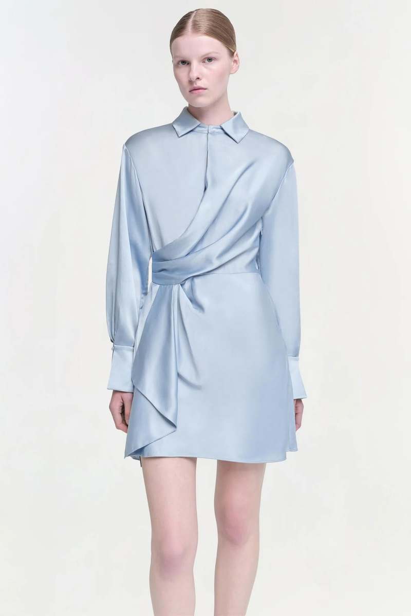 Simkhai Talit Draped Front Mini Dress - Sky | Garmentory