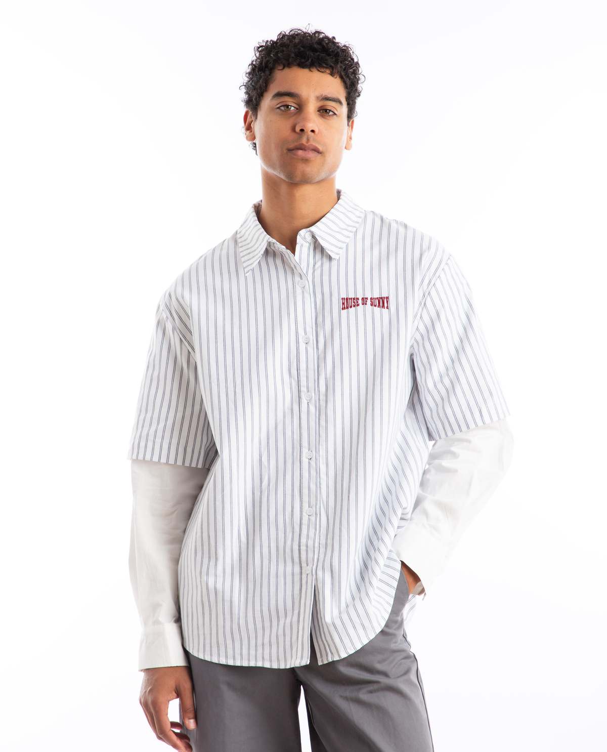 House of Sunny Double Layered Button Down Shirt - Off White | Garmentory