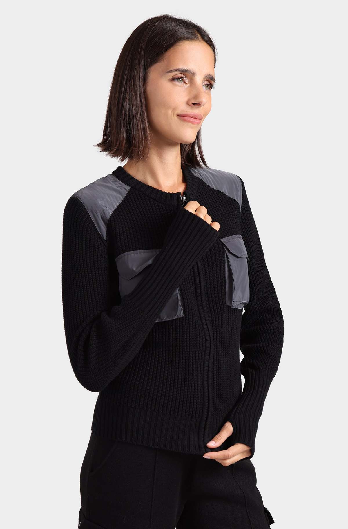 Minnie Rose Cotton Cashmere Shaker Utility Zip Up Jacket - Army/Olive ...