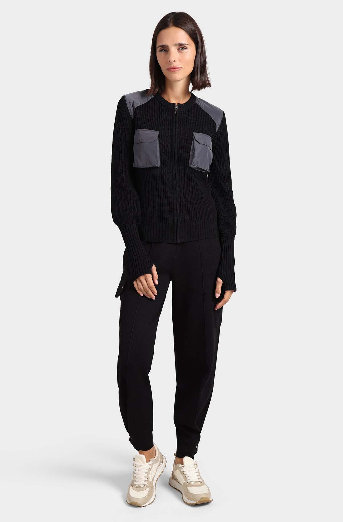 Minnie Rose Cotton Cashmere Shaker Utility Zip Up Jacket - Army/Olive ...