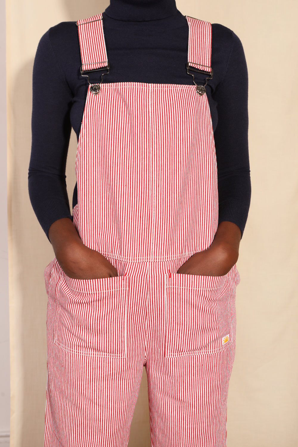 L.F.Markey Connor Dungarees - Red Ticking | Garmentory