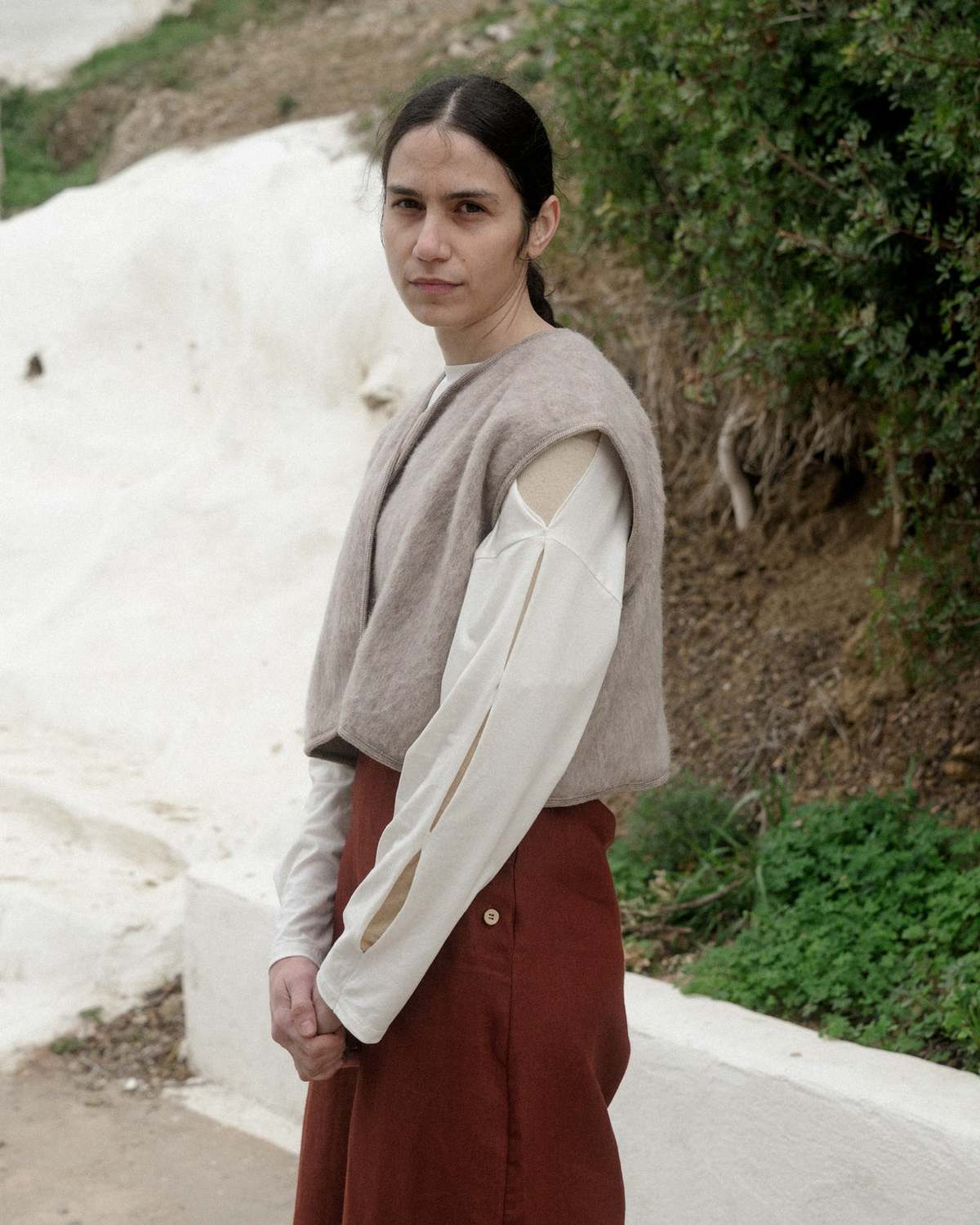 Baserange brushed wool capas vest - sahara | Garmentory