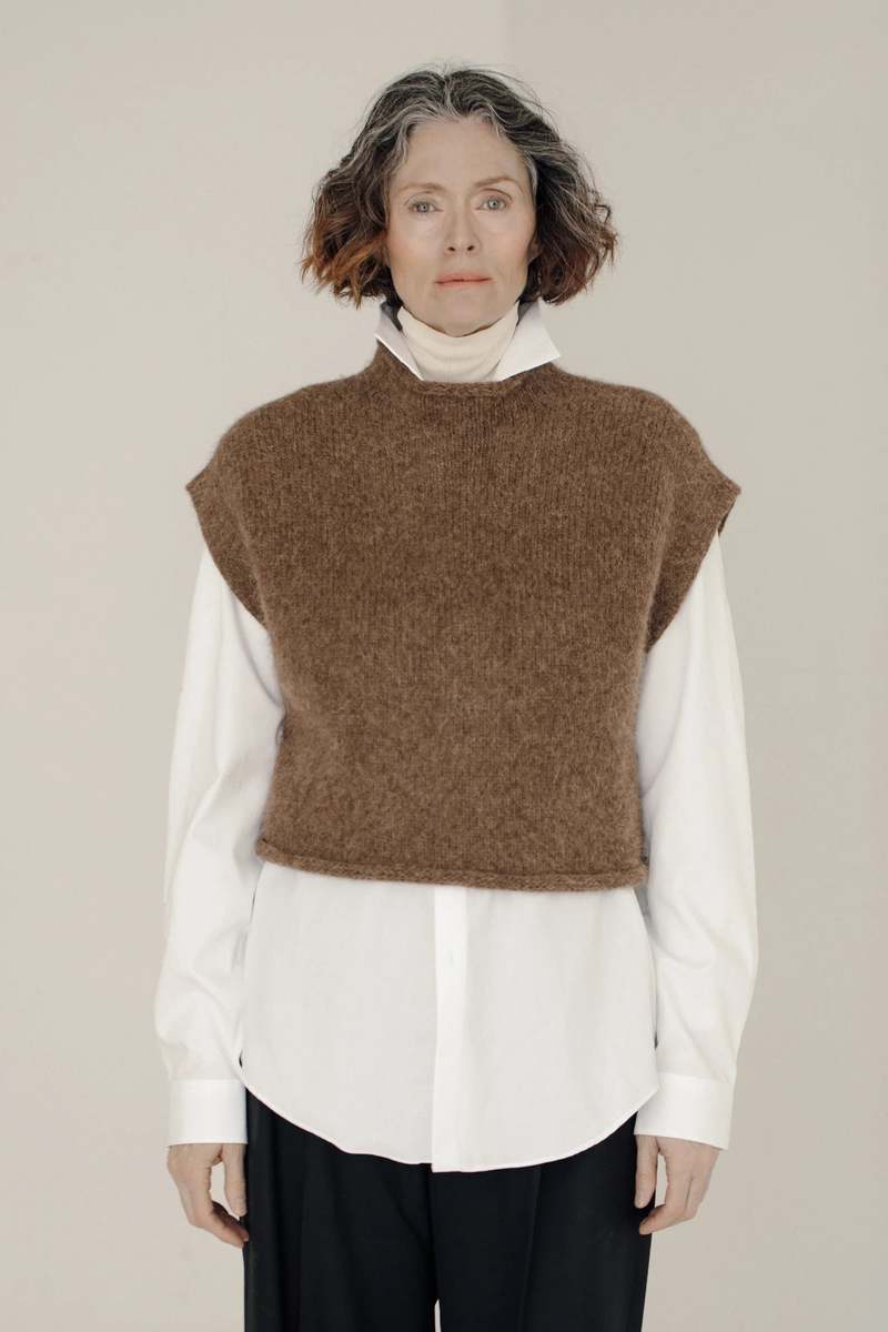 Bare Knitwear Iris Vest - Saddle | Garmentory