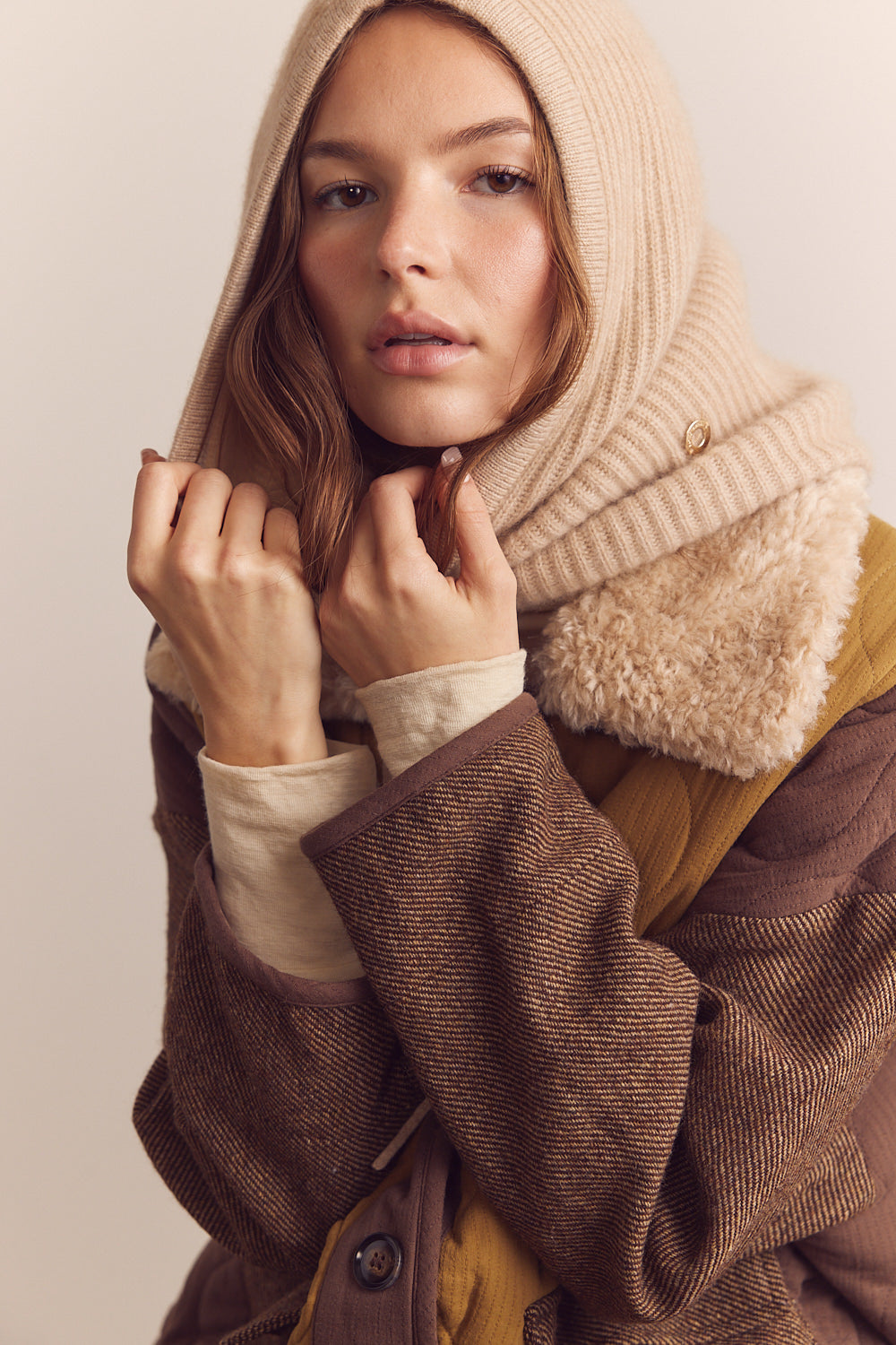 Amente Patch Quilted Wool Blend Detachable Fur Collar Coat - Multi ...