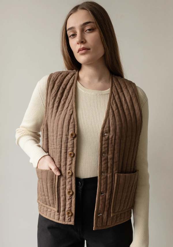 First Rite Quilted Vest - Cocoa | Garmentory