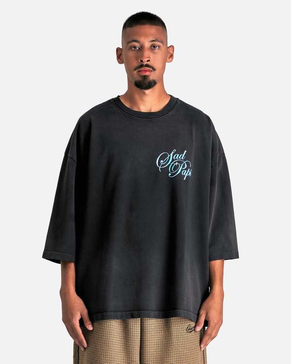 Willy Chavarria Sad Papi Short Sleeve Buffalo T-Shirt - Black | Garmentory