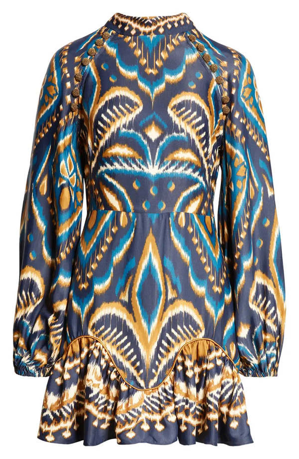 Farm Rio Raglan Mini Dress - Pineapple Ikat Blue | Garmentory