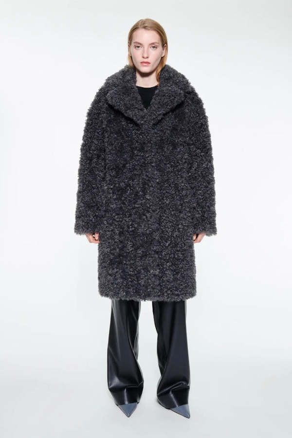 Stand Studio - Camille Cocoon Coat: Smoke Grey | Garmentory