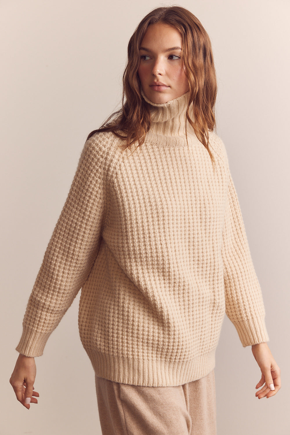 Amente Wool Turtleneck Waffle Sweater | Garmentory