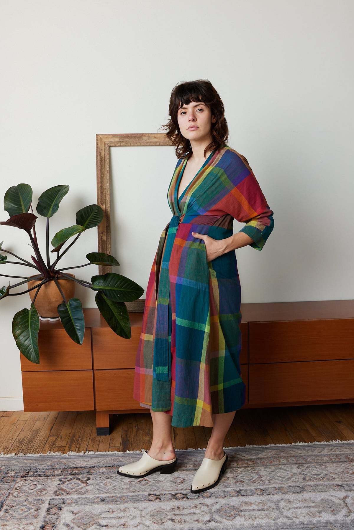 RUJUTA SHETH Tara Wrap Dress - Madras Chex | Garmentory