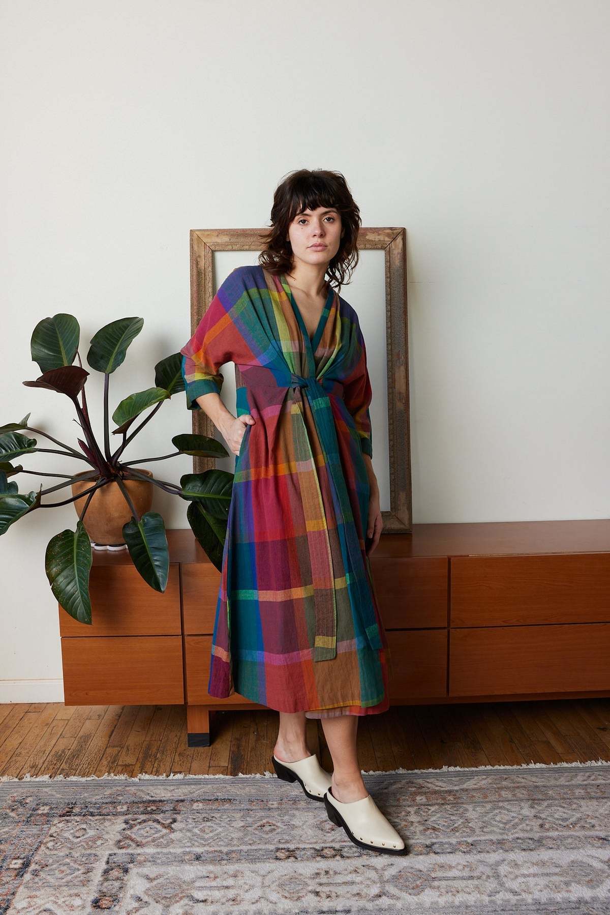 RUJUTA SHETH Tara Wrap Dress - Madras Chex | Garmentory