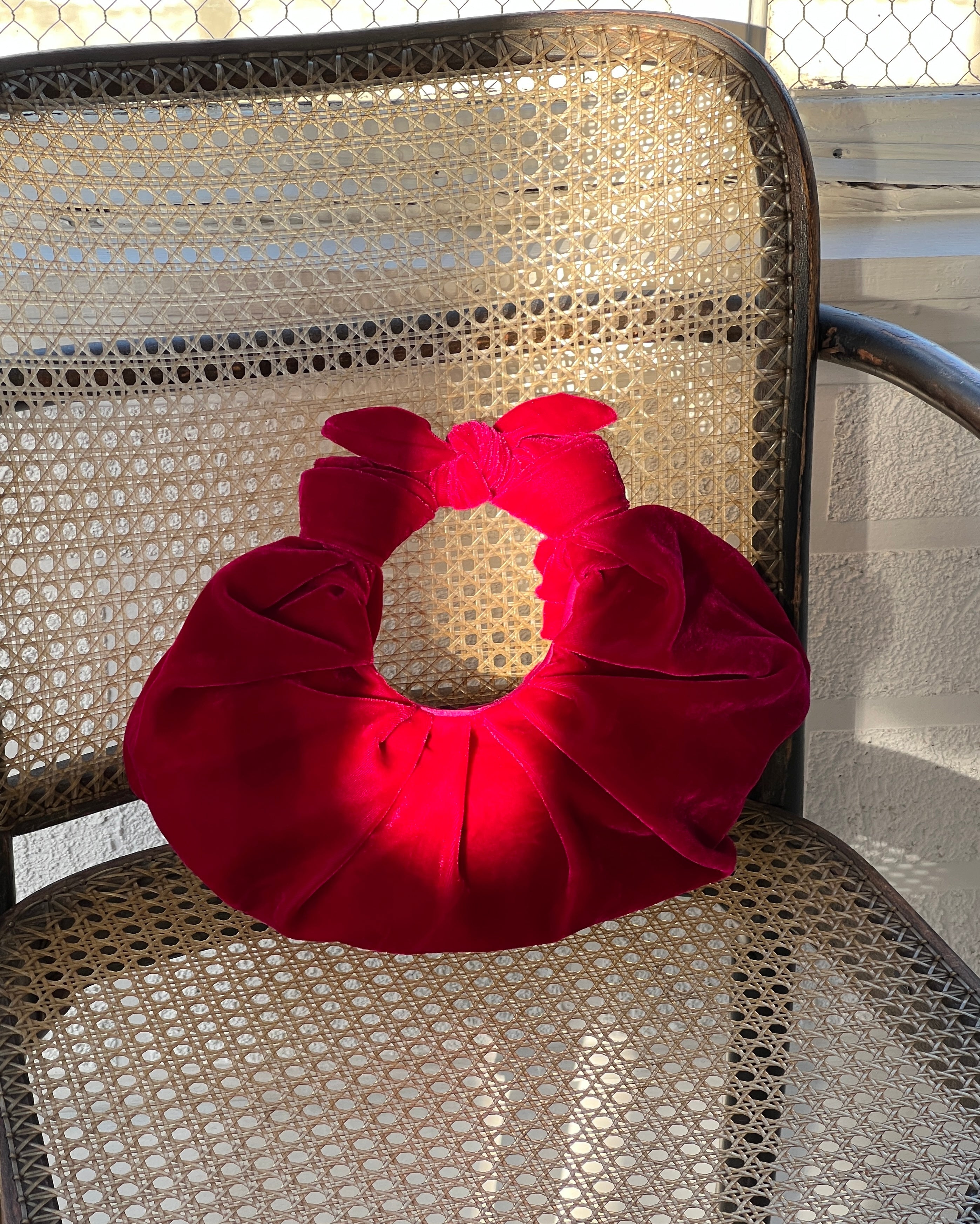 A Bronze Age Kiku Croissant Bag - Ruby Velvet | Garmentory