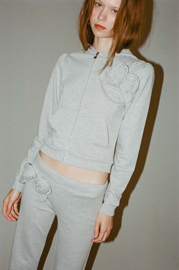 Sandy Liang Sookie Hoodie - Heather Grey | Garmentory