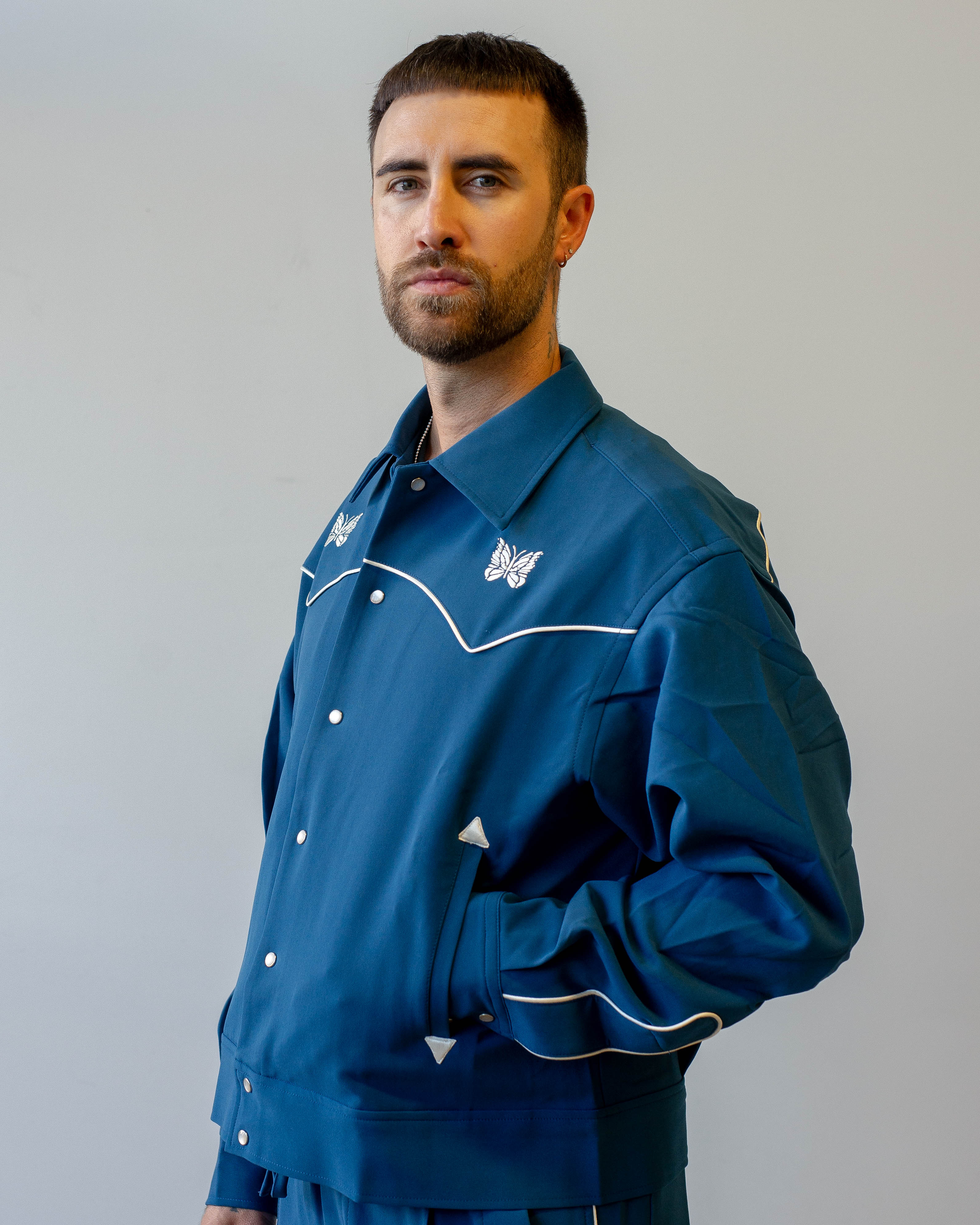 Needles PE/PU Double Cloth Piping Cowboy Jac - Marine Blue | Garmentory