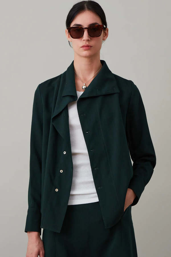 Caron Callahan Rajid Blouse - Forest Tropical Wool | Garmentory